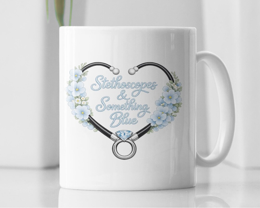 Nurse Wedding Mug | Stethoscopes & Something Blue Mug | Bridal Nurse ...