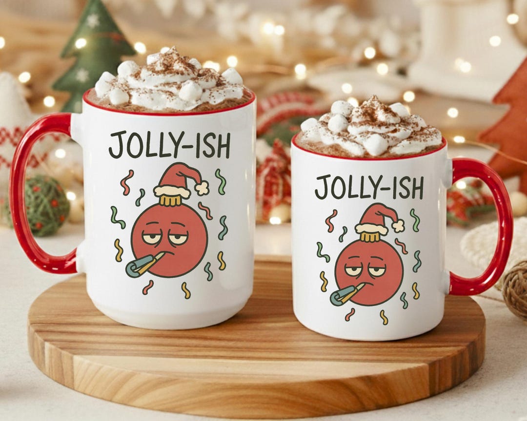 Jolly-ish Christmas Mug | Funny Holiday Coffee Cup | Grumpy Ornament ...
