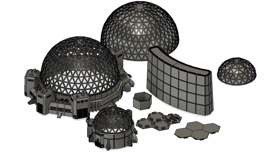 Stls "lunar Base" Geodesic Domes & Terrain *digital Download* - Etsy