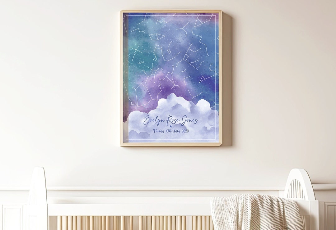 Baby Birthdate Star Constellation Map, Baby Birthday Star Map, Baby ...