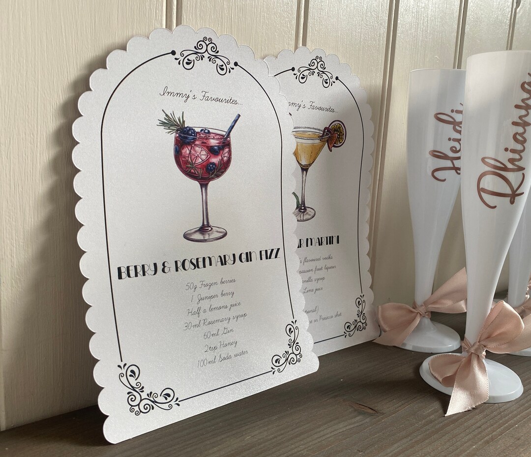 Printed Bespoke Cocktail Menu Hen Party Cocktail Menu Wedding Cocktail Menu A5 Print Etsy