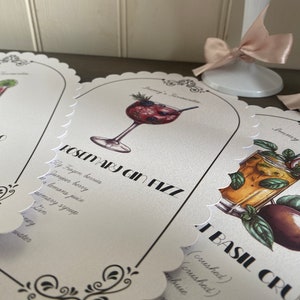 Printed Bespoke Cocktail Menu, Hen Party Cocktail Menu, Wedding ...