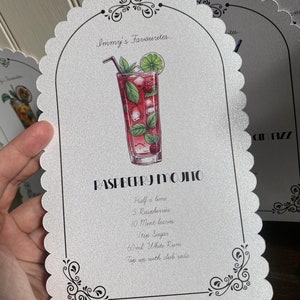 Printed Bespoke Cocktail Menu, Hen Party Cocktail Menu, Wedding ...