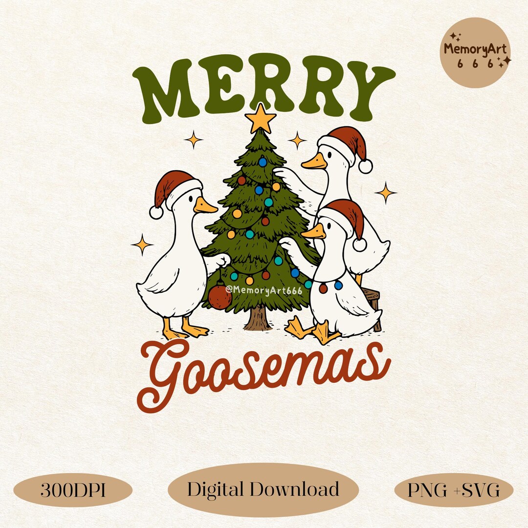 Merry Goosemas, Retro Funny Christmas Santa Goose SVG PNG Shirt ...