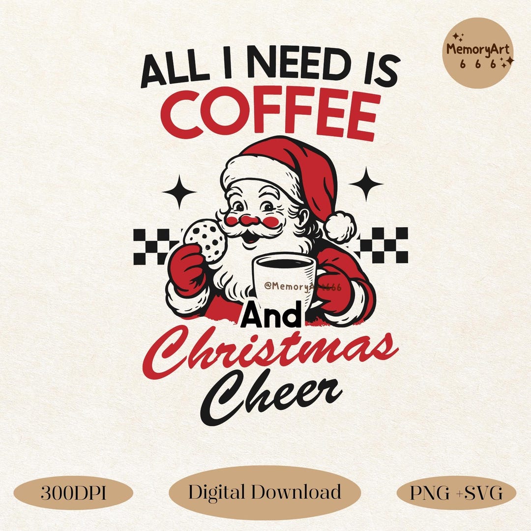 Retro Christmas Coffee Club SVG PNG: Funny Xmas Coffee Lover Santa ...