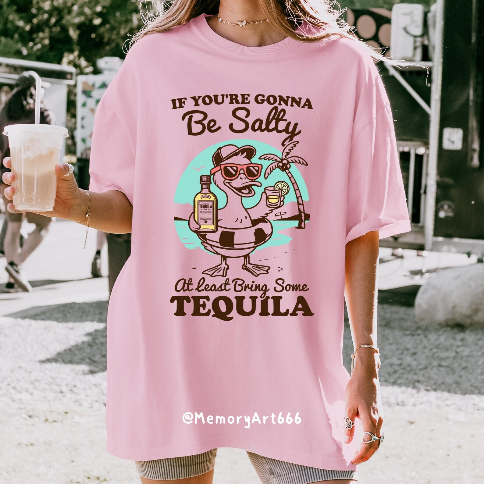 Funny Salty Tequila Duck PNG: Summer Beach Shirt Design (digital ...