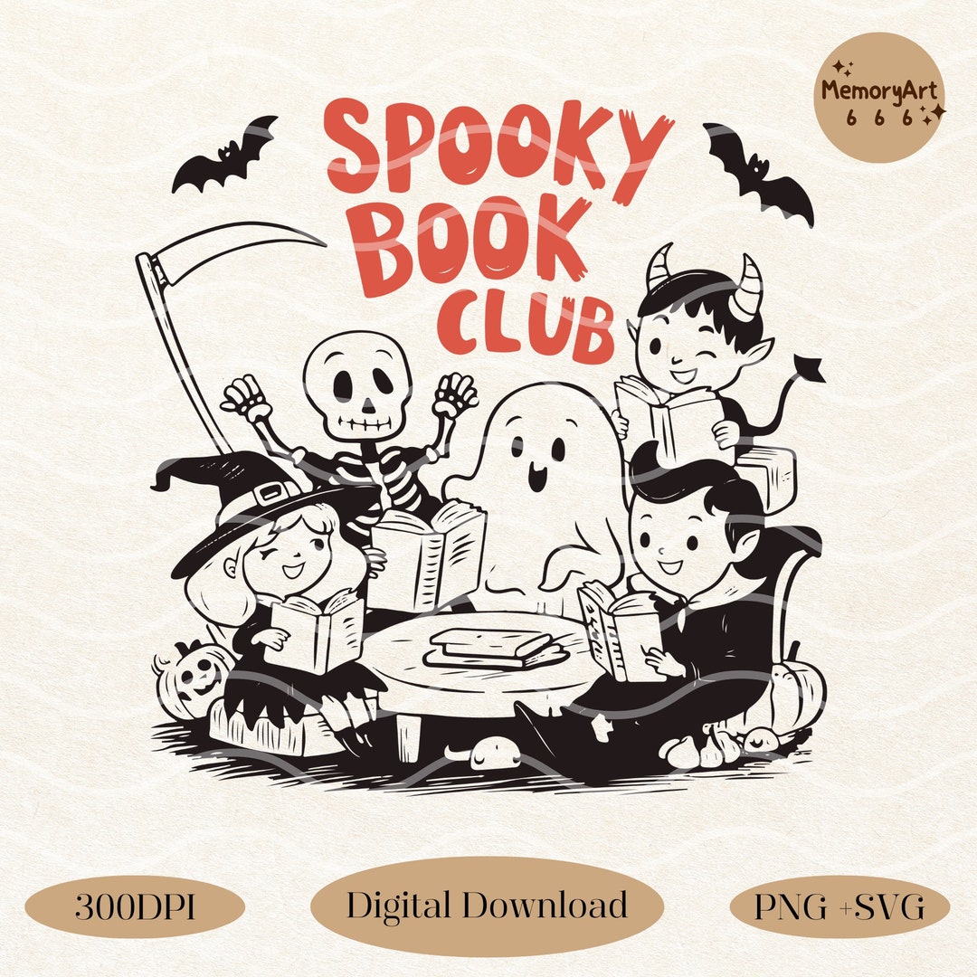 Spooky Book Club Svg Png, Halloween Spooky Season Funny Retro Vintage ...