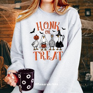 Honk or Treat, Halloween Ghost Goose PNG SVG, Trendy Cute Witchy ...