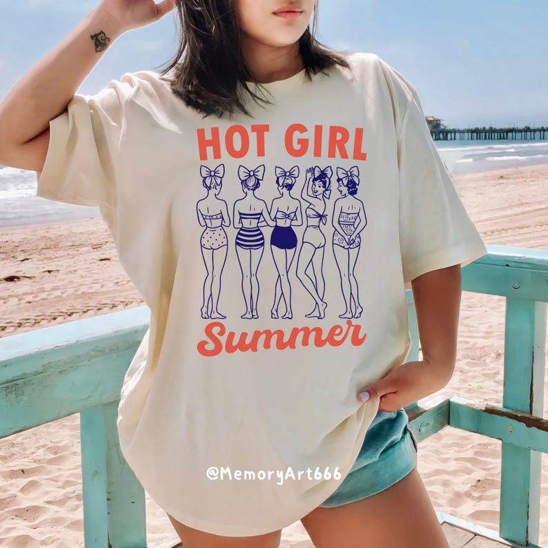 Hot Girl Summer PNG SVG: Retro Beach Vibes Girly Summer Shirt Design ...