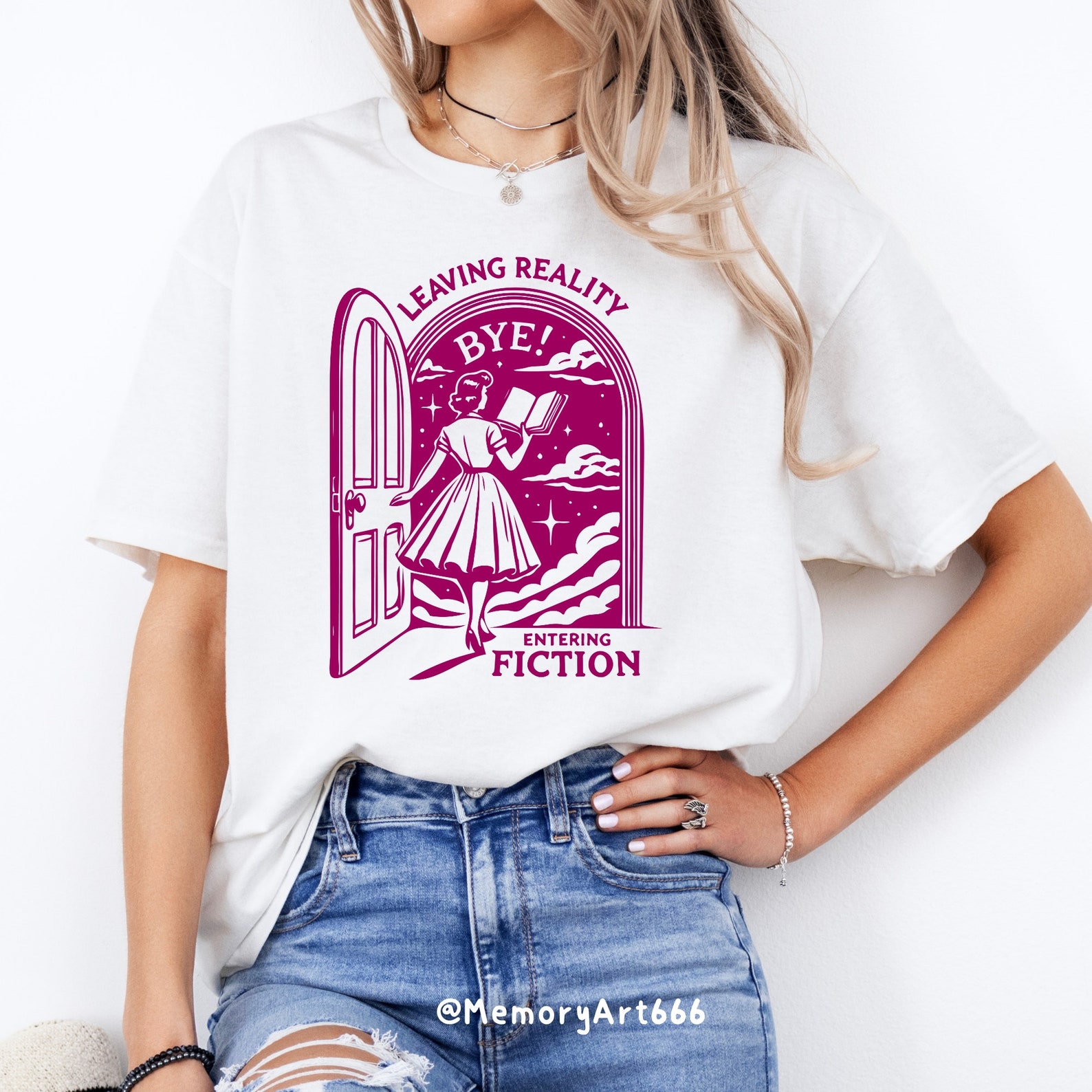 Leaving Reality Entering Fiction, Vintage Funny Bookish Book Lover ...