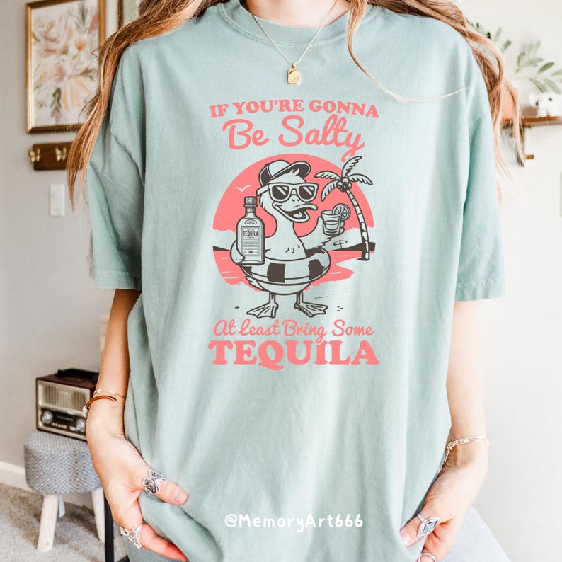 Funny Salty Tequila Duck PNG: Summer Beach Shirt Design (digital ...