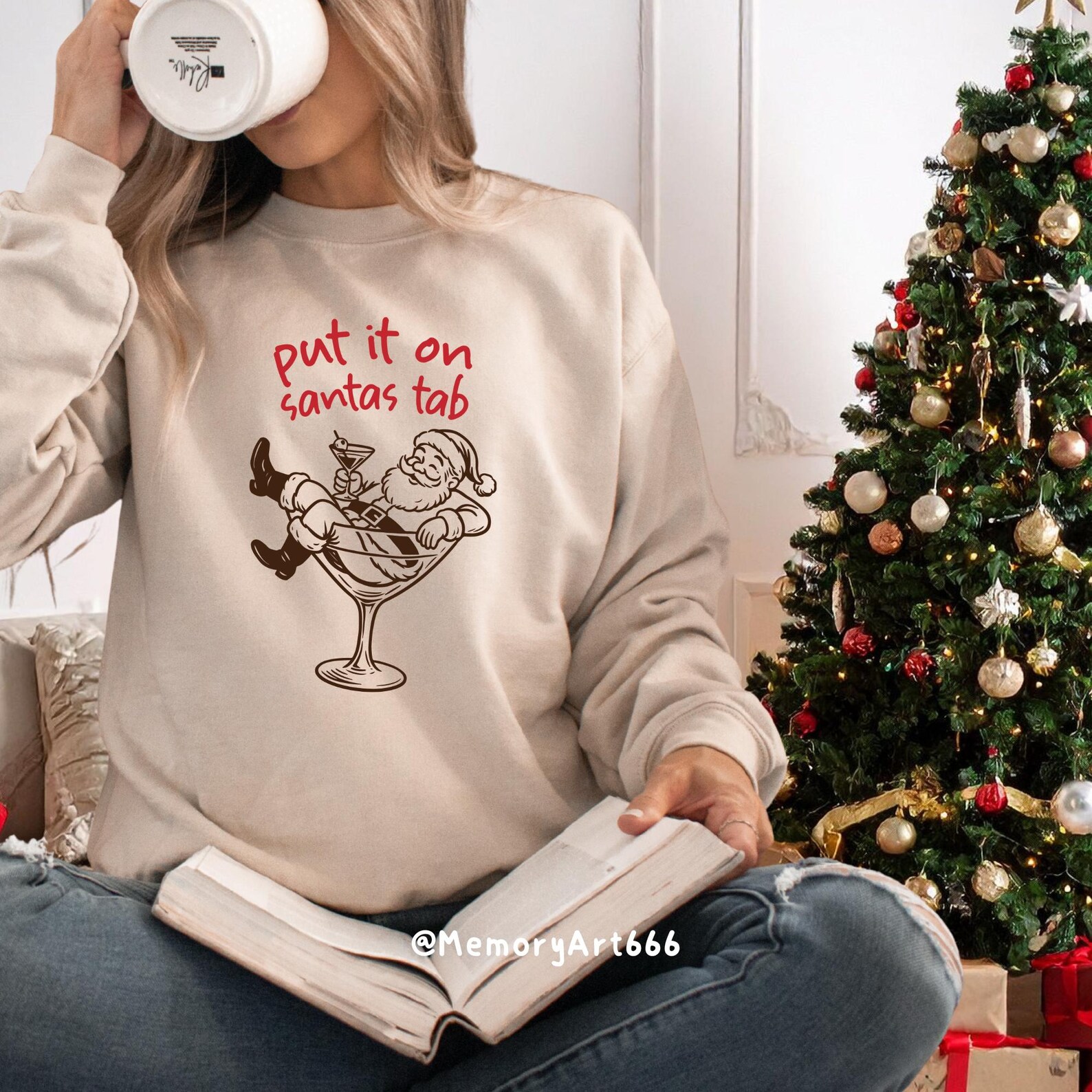Put It on Santas Tab, Santa Martini SVG PNG, Funny Christmas Drink ...