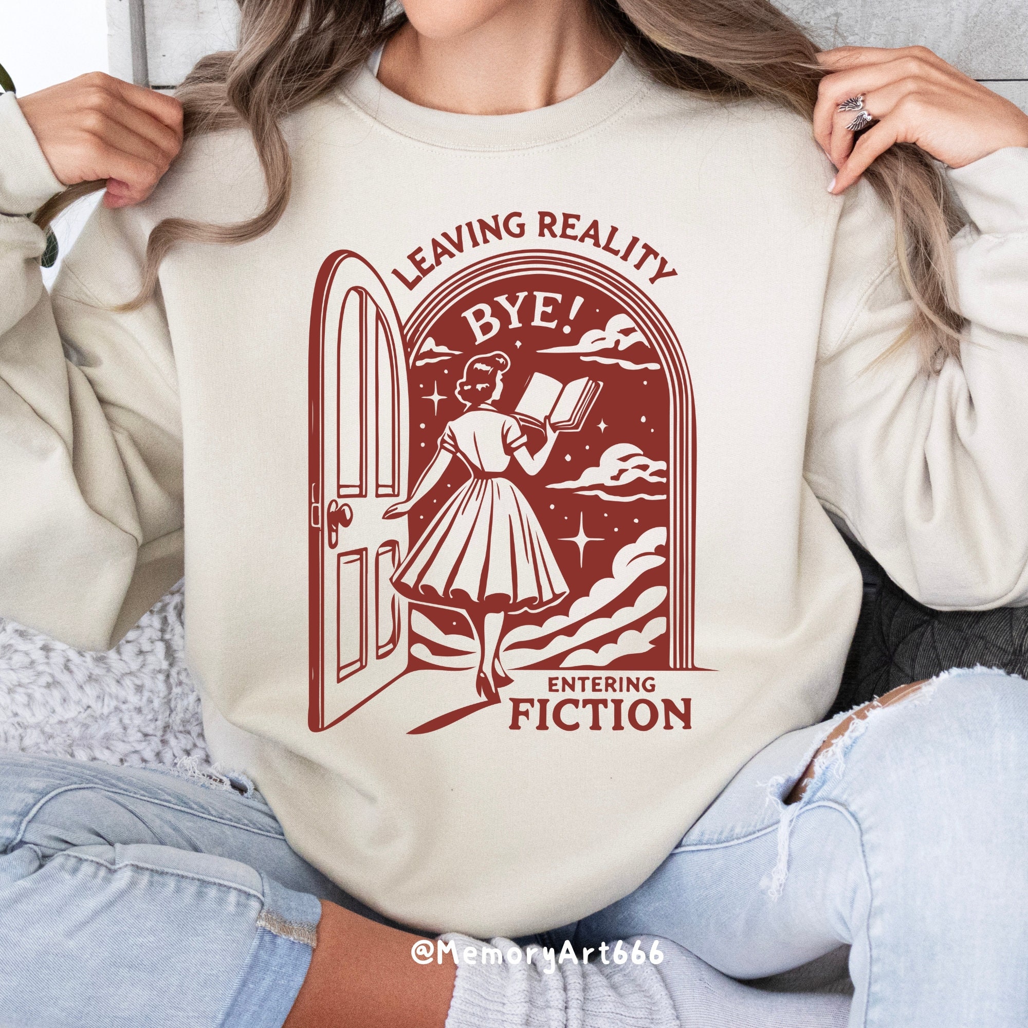 Leaving Reality Entering Fiction, Vintage Funny Bookish Book Lover ...