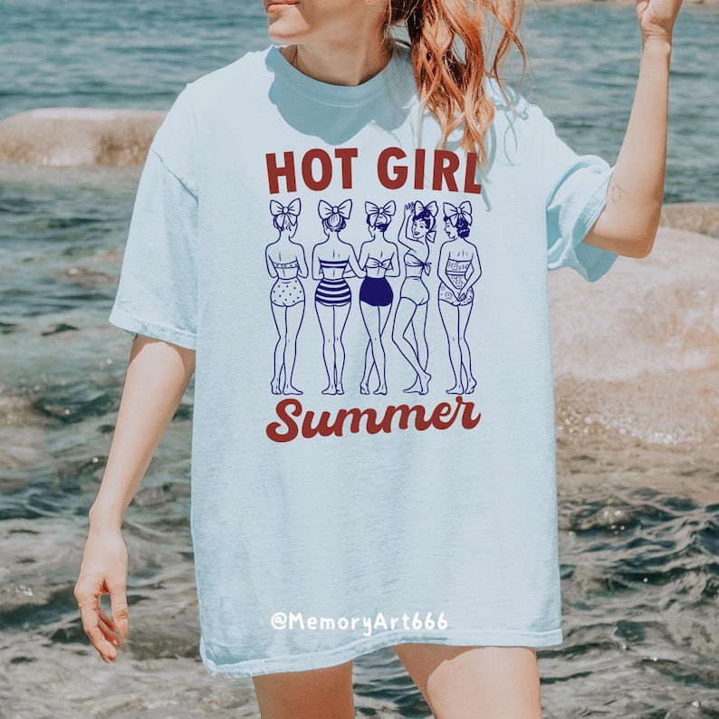 Hot Girl Summer PNG SVG: Retro Beach Vibes Girly Summer Shirt Design ...
