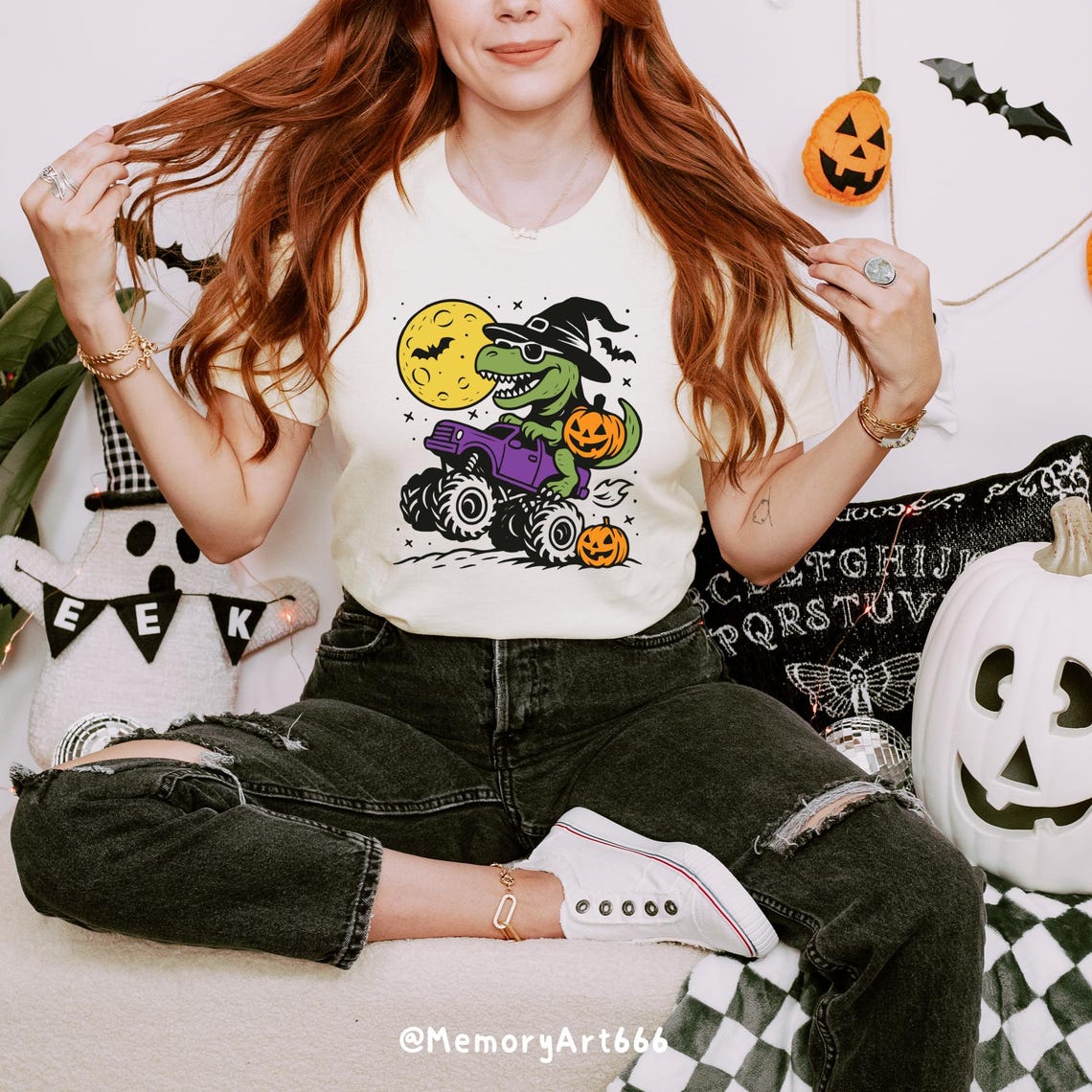 Dinosaur Halloween Monster Truck SVG PNG, T-rex Fall Boy Halloween Kid ...
