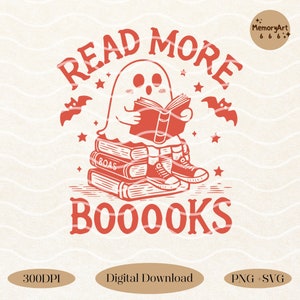 Read More Books Ghost SVG PNG, Halloween Book Lover Design, Spooky ...