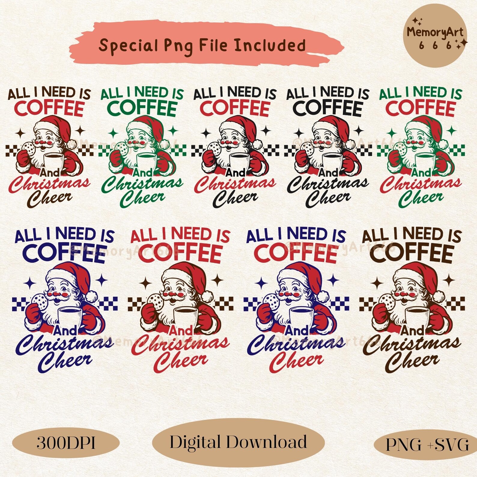 Retro Christmas Coffee Club SVG PNG: Funny Xmas Coffee Lover Santa ...