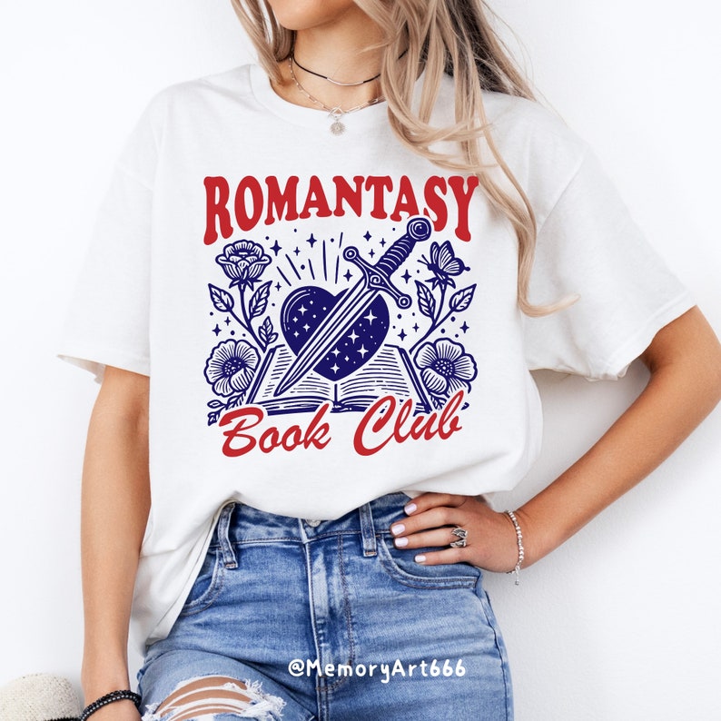 Romantasy Book Club Svg Png, Retro Trendy Artsy Fantasy Librarian ...