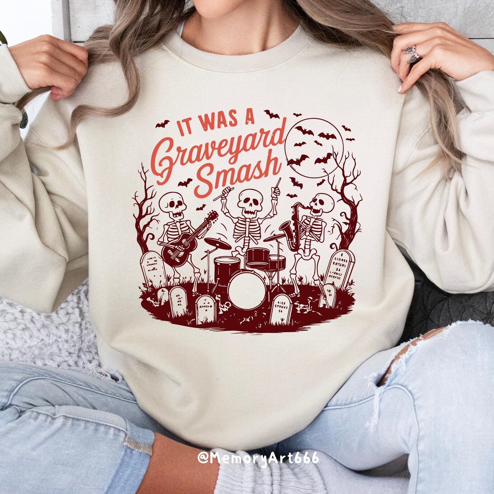 Graveyard Smash Skeleton Band PNG SVG: Funny Halloween Design (digital ...
