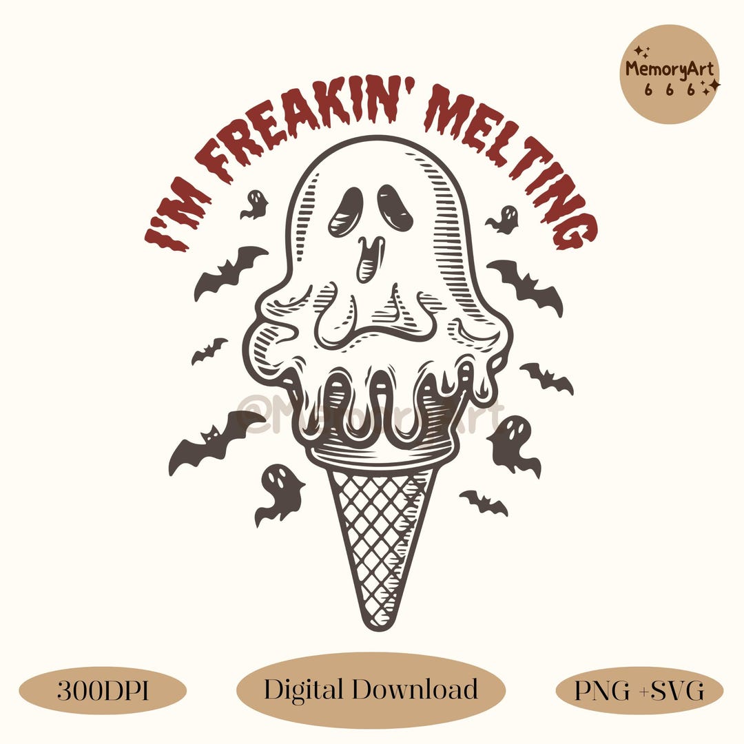 Melting Ghost Ice Cream: Spooky Halloween SVG PNG (digital Download) - Etsy