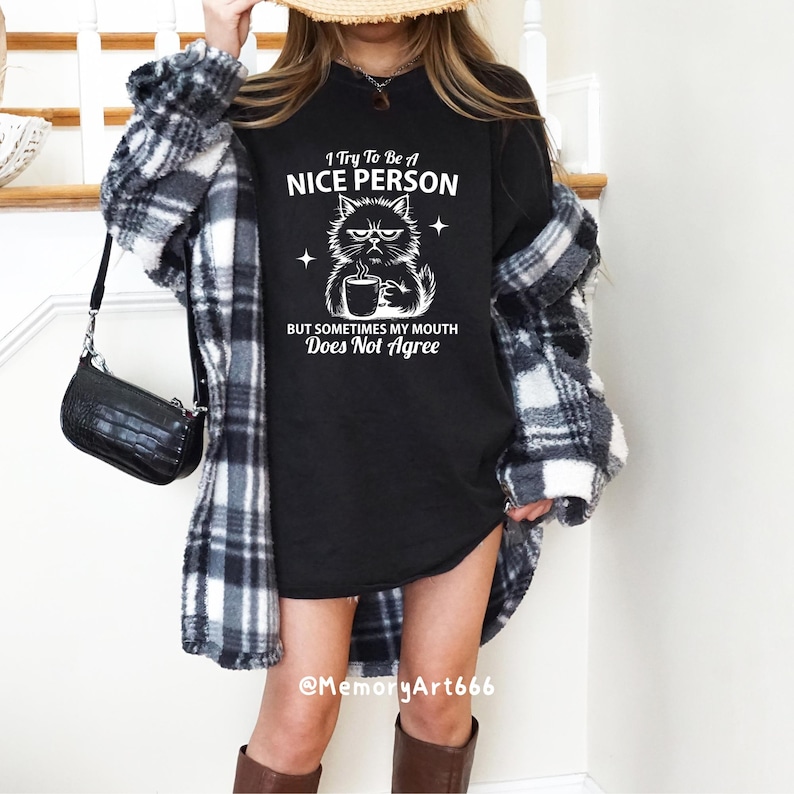 I Try to Be a Nice Person, Funny Sarcastic Cat SVG PNG, Snarky Humor ...