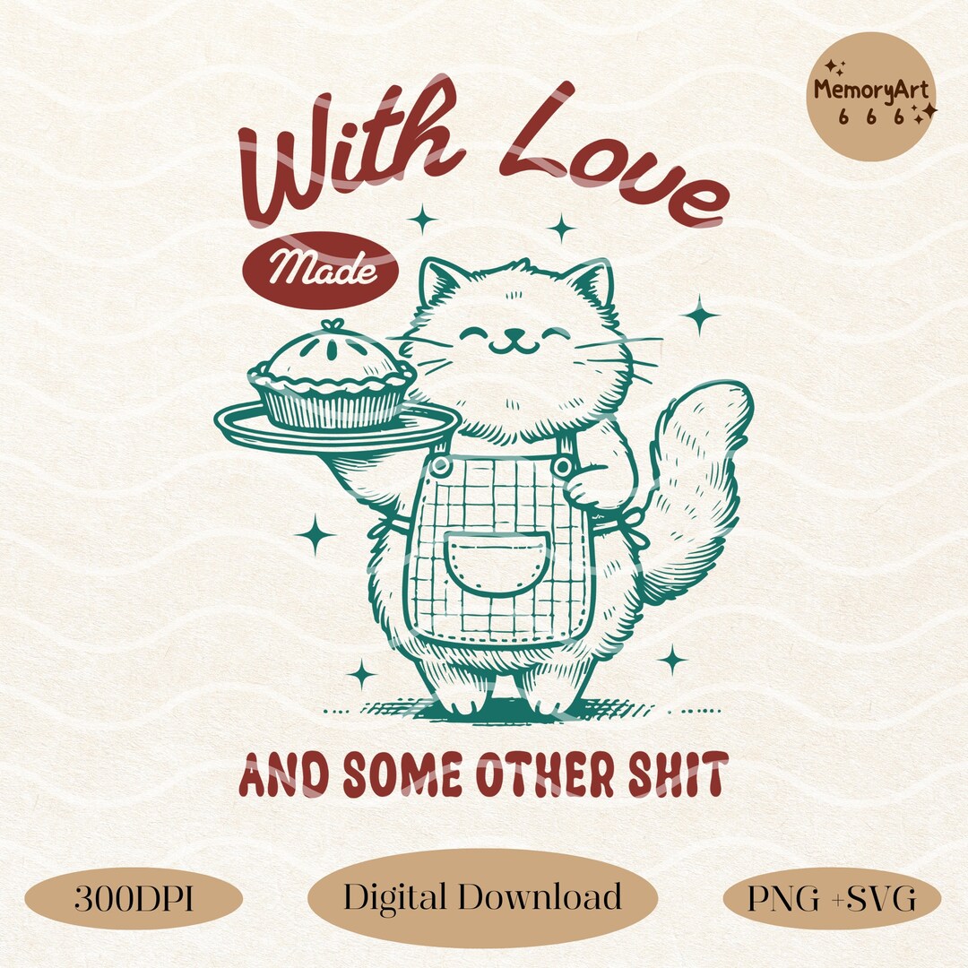Funny Baker Cat SVG PNG: Retro Baking Lover Sarcastic Quote Design ...