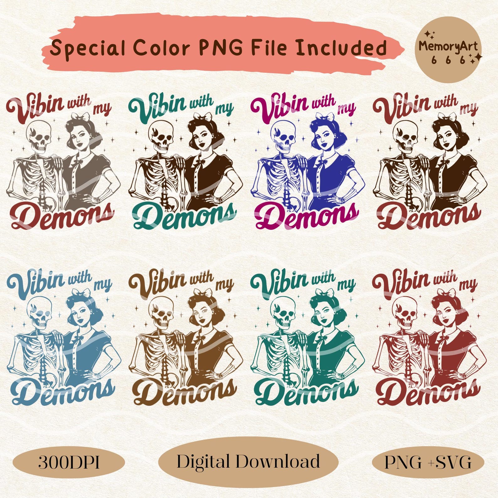 Vibin With My Demons Svg Png, Spooky Season Funny Dark Humor Trendy ...