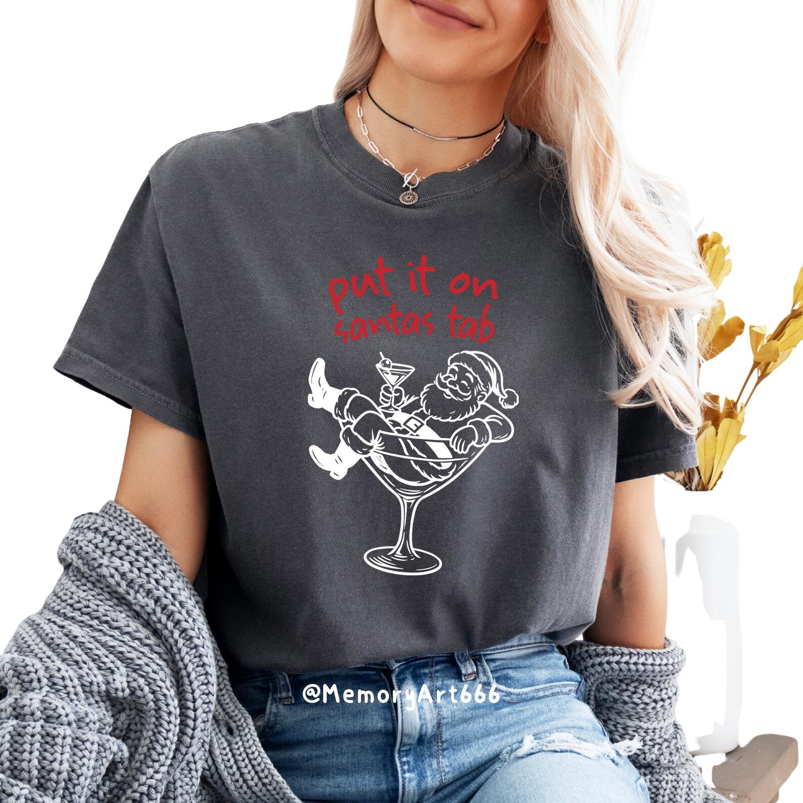 Put It on Santas Tab, Santa Martini SVG PNG, Funny Christmas Drink ...