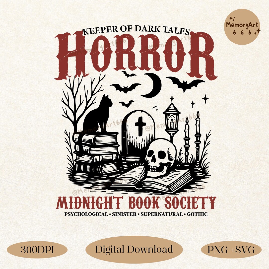 Horror Book Club SVG PNG, Spooky Gothic Halloween Book Lover Quote ...