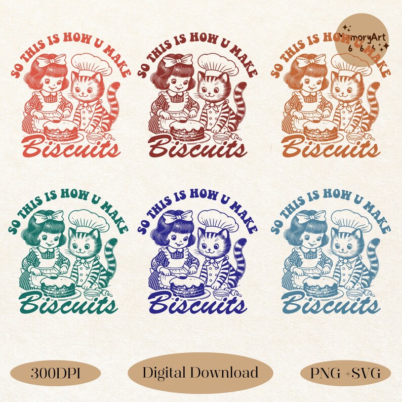 Cat Biscuits, SVG PNG File, Trendy Vintage Retro Cat Lover Design for ...