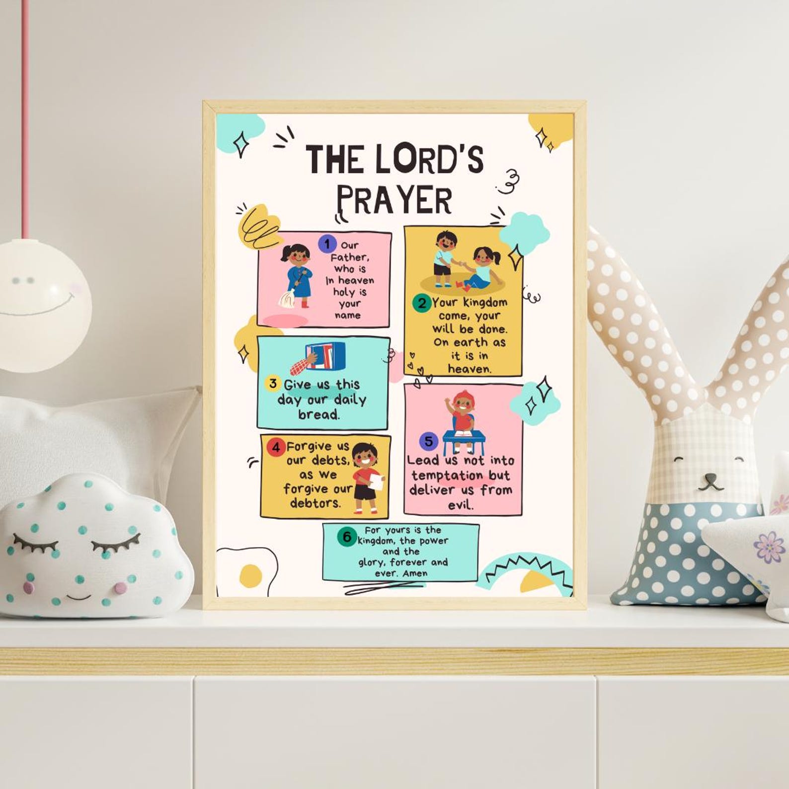 The Lord’s Prayer Poster, Printed, A3 Size, Easy to Follow, Teaching ...
