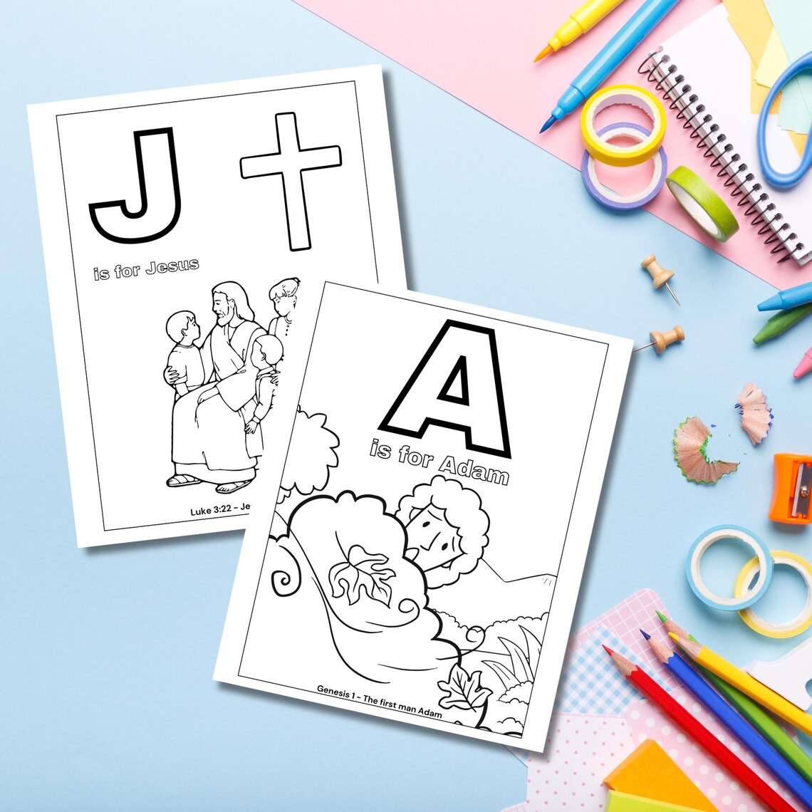 A-Z Characters From the Bible Coloring Sheets With Scriptural Reference ...