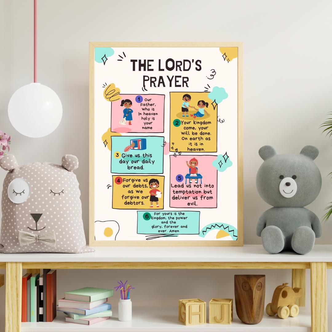 The Lord's Prayer Poster for Kids, Kids Scripture Art, Sunday School ...