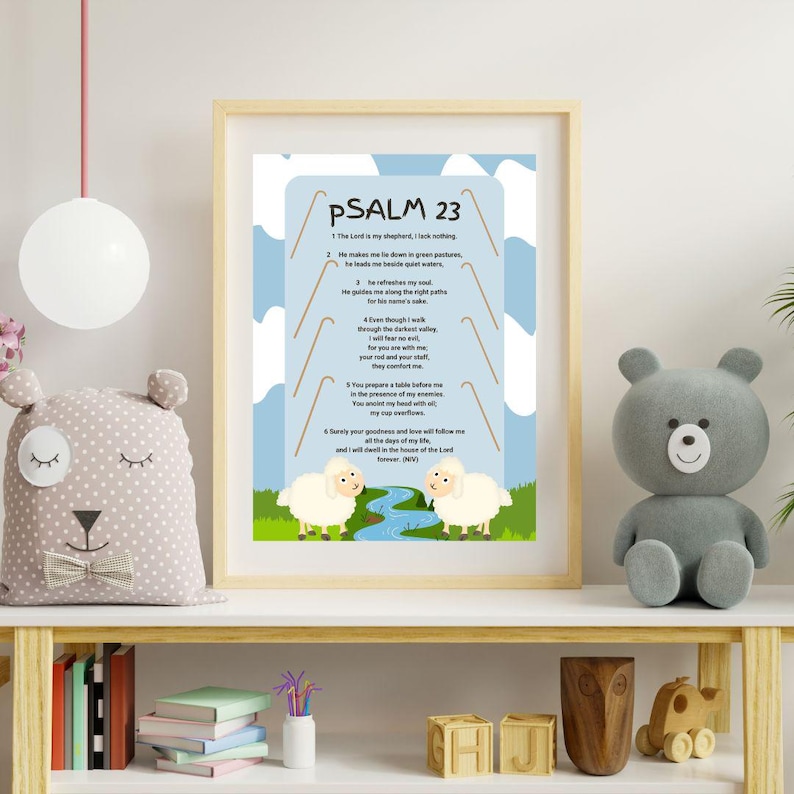 Psalm 23 Scripture Poster for Kids, Kids Scripture Art, Sunday School ...