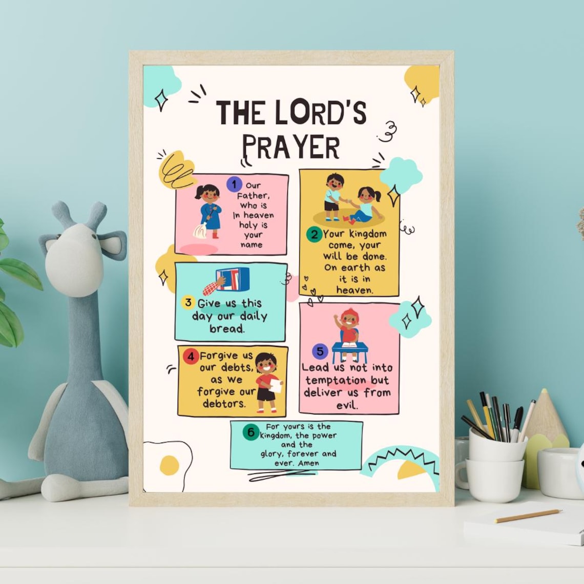 The Lord’s Prayer Poster, Printed, A3 Size, Easy to Follow, Teaching ...