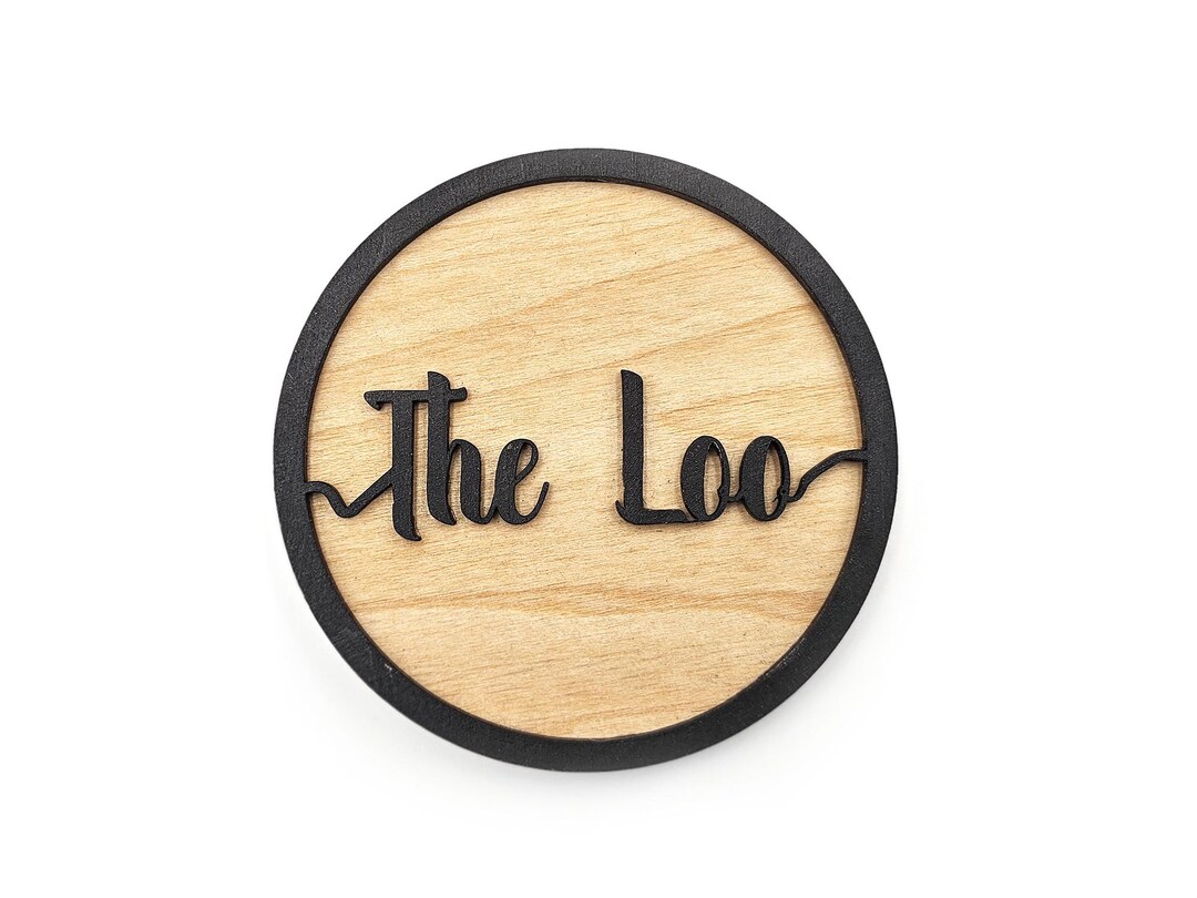 Modern the Loo Door Sign, Round Wooden Plaque, Elegant Design Door ...