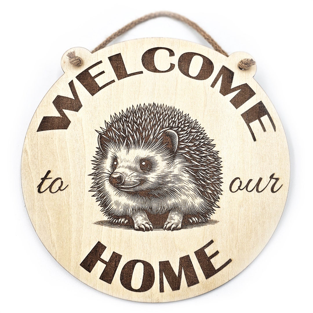 Hedgehog Welcome Sign Wildlife Themed Hanging Wall Plaque Porch Stylish ...