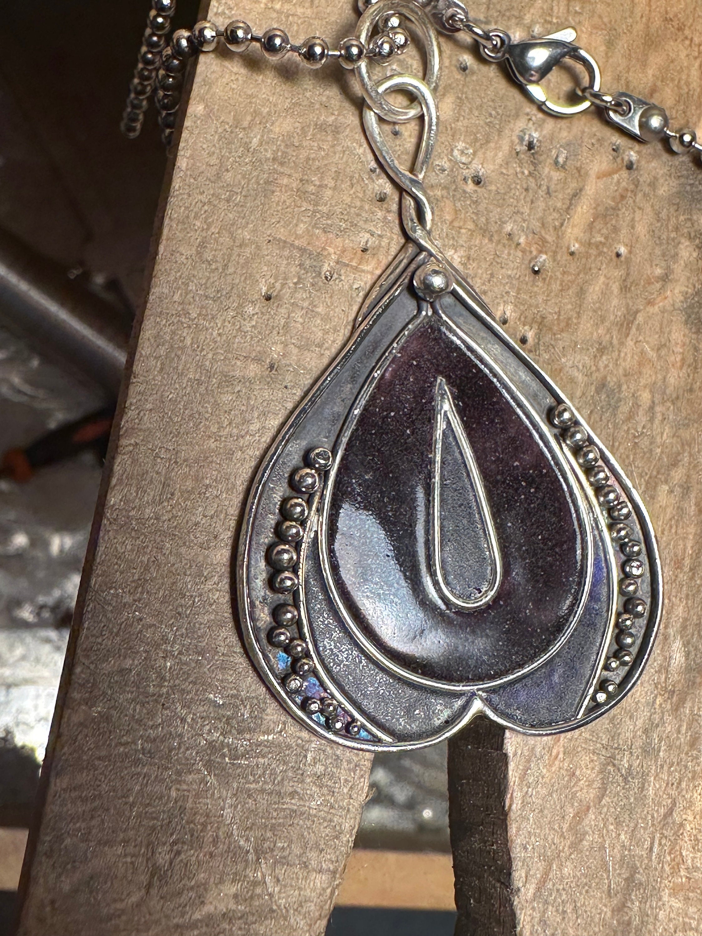 Vulva, Violet, Torch Fired Enamel, Argentium Silver, Vulva Series, Item 8 of 10, Limited Edition ...
