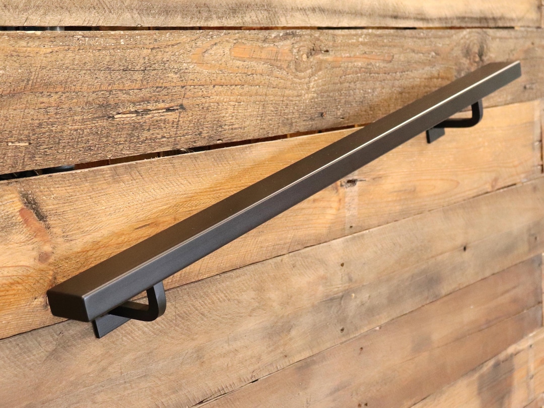 2x1 Modern Minimalist Metal Handrail With Custom Farmhouse Bracket ...