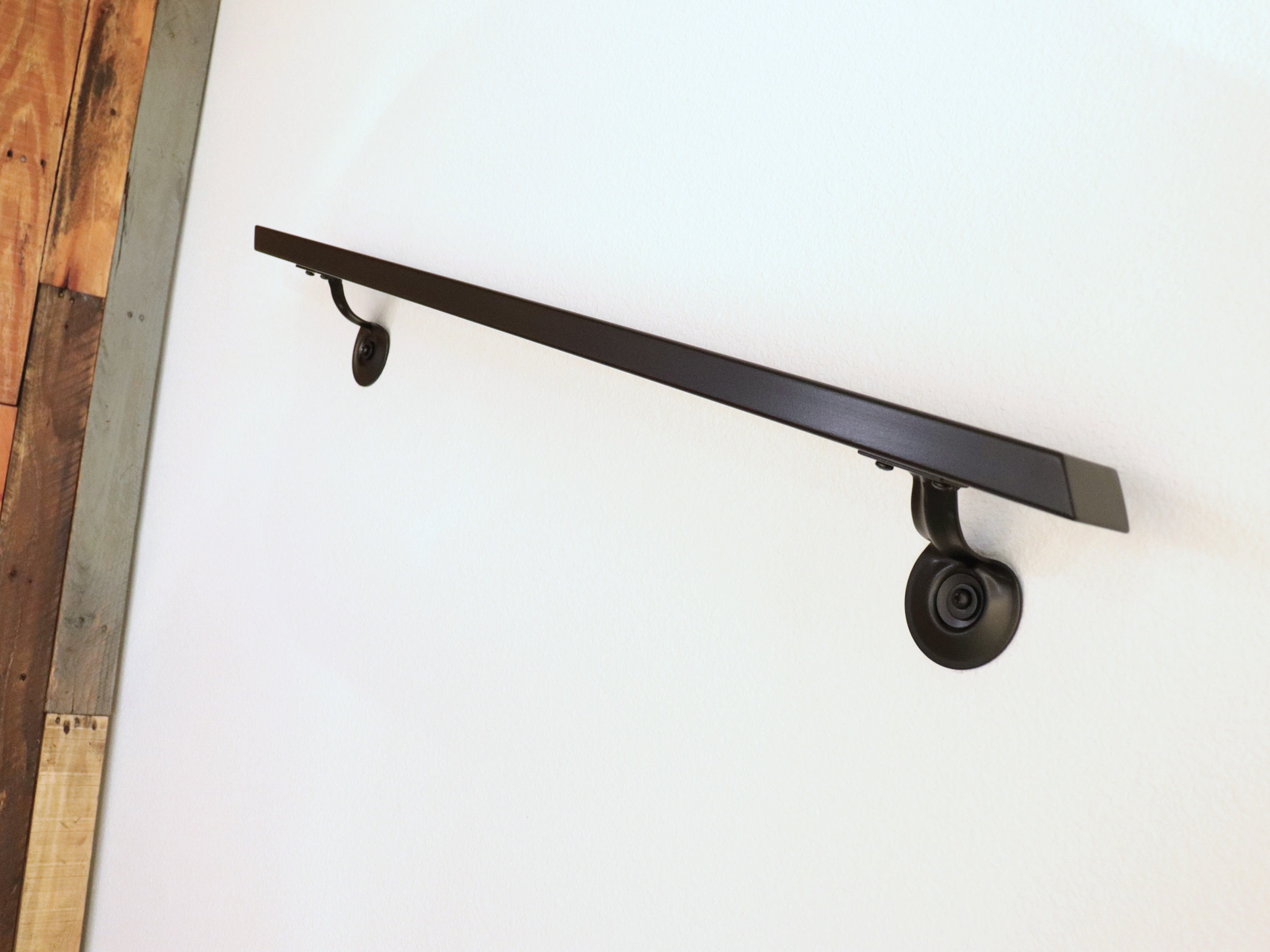 2x1 Powder Coated Modern Angled Metal Handrail, Handrail for Stairs ...