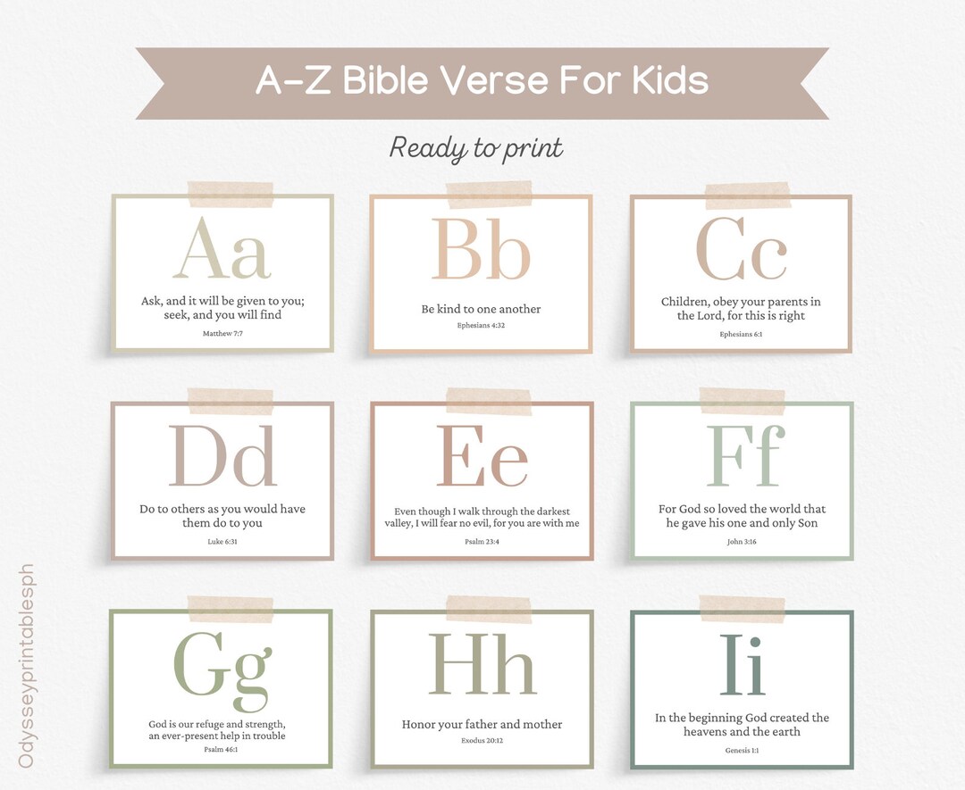 ABC Scripture Memorization Cards, Printable Bible Flashcards, Bible ...