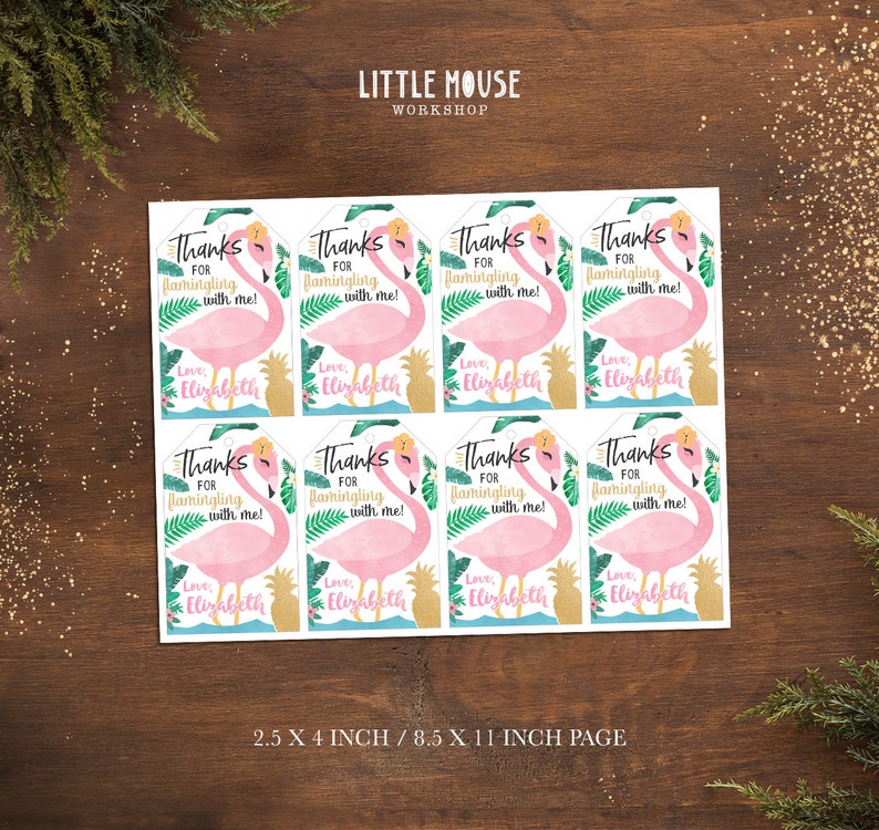 Flamingo Birthday Thank You Tags - Etsy