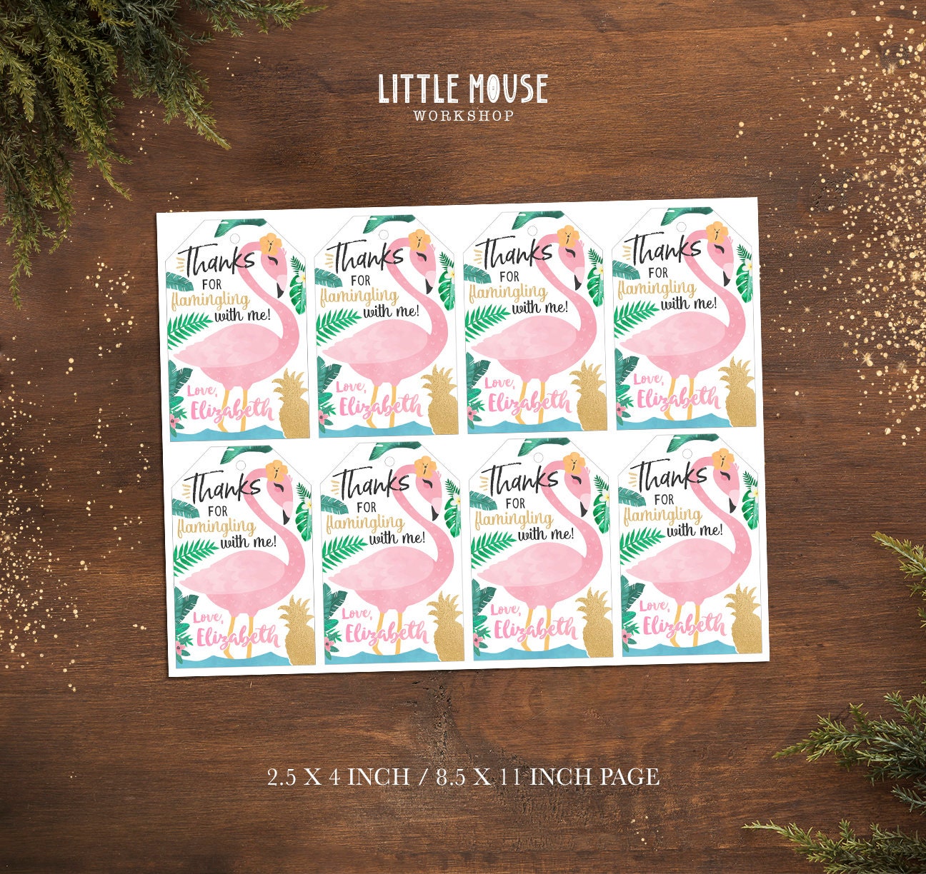 Flamingo Birthday Thank You Tags - Etsy