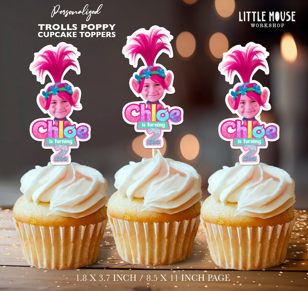 Poppy Personalized Face Cupcake Toppers - Etsy