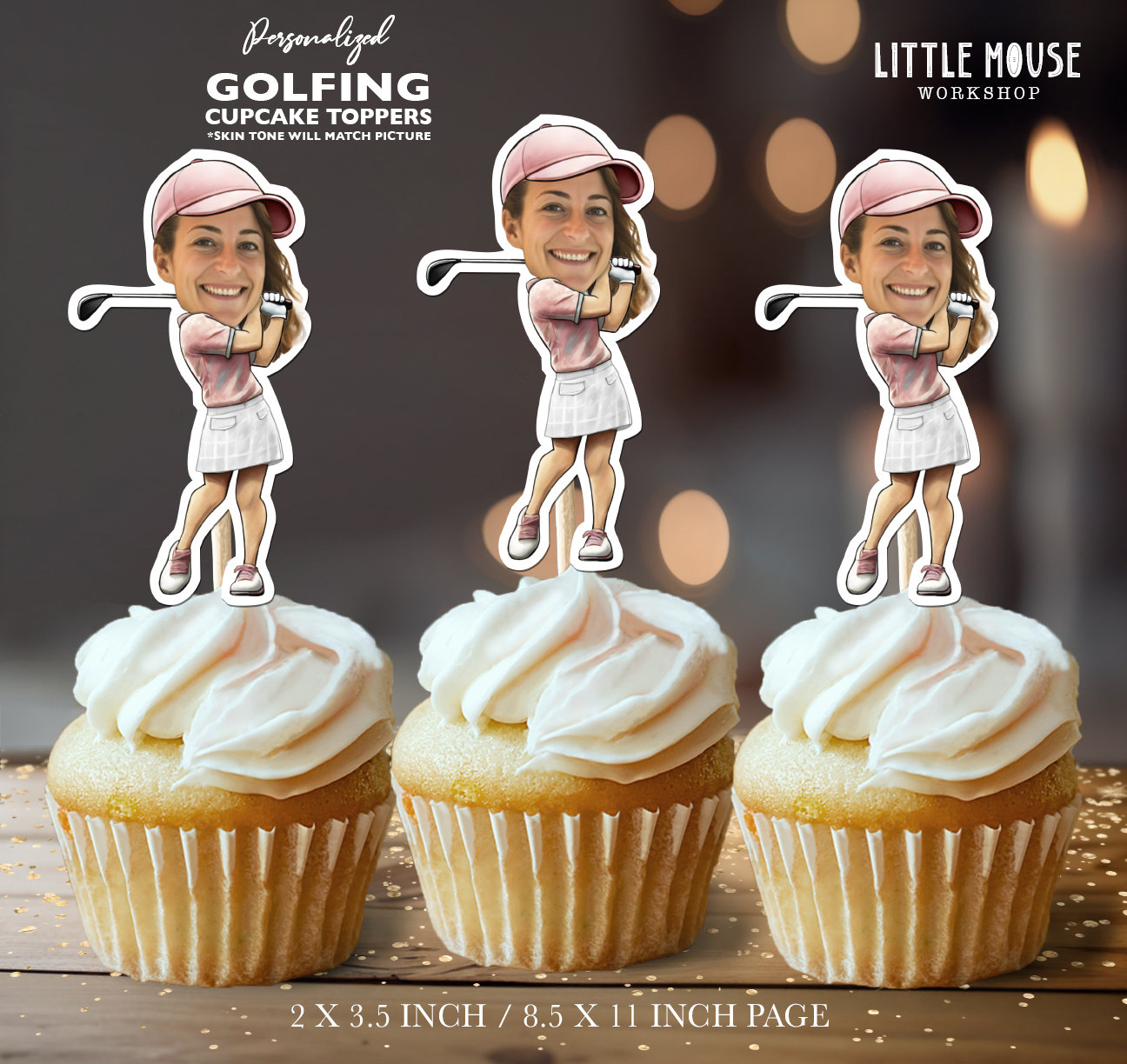 Golfing Personalized Face Cupcake Toppers - Etsy
