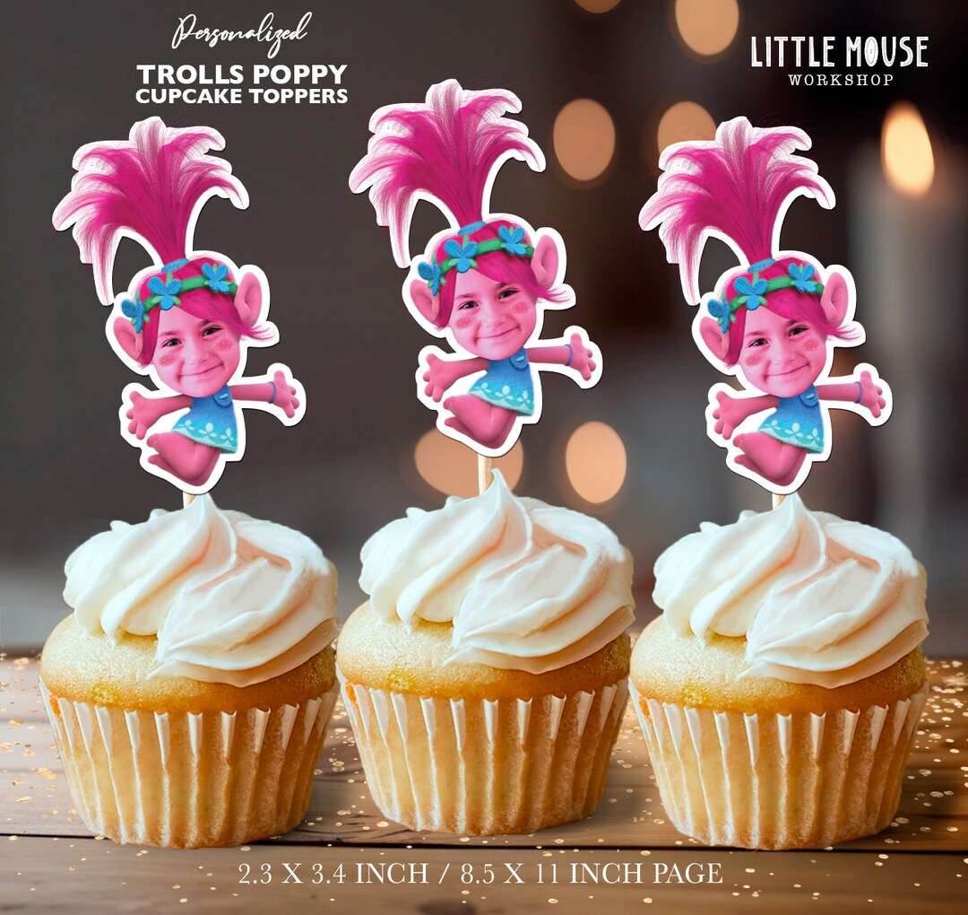Poppy Personalized Face Cupcake Toppers - Etsy