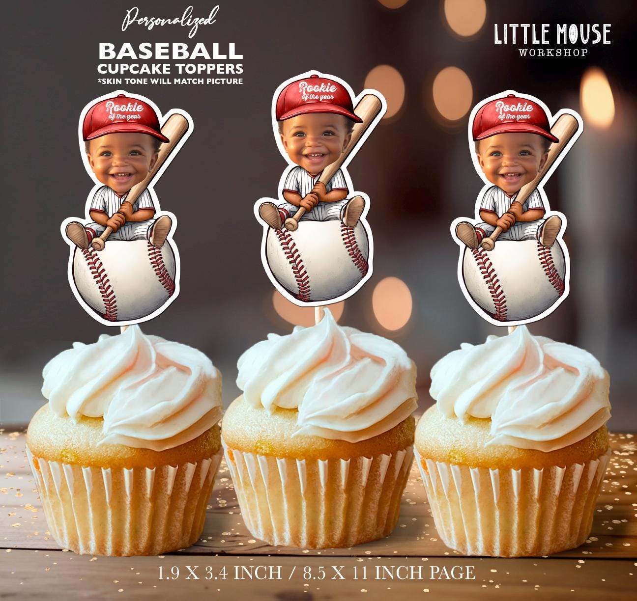 Baseball Personalized Face Cupcake Toppers - Etsy