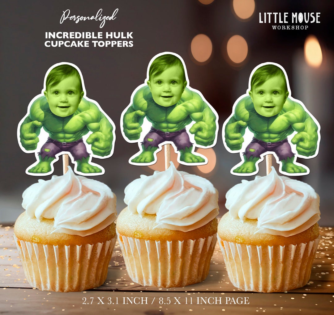 The Incredible Hulk Personalized Face Cupcake Toppers - Etsy Australia