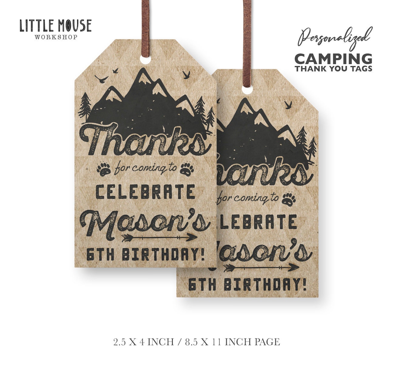 Camping Birthday Thank You Tags - Etsy