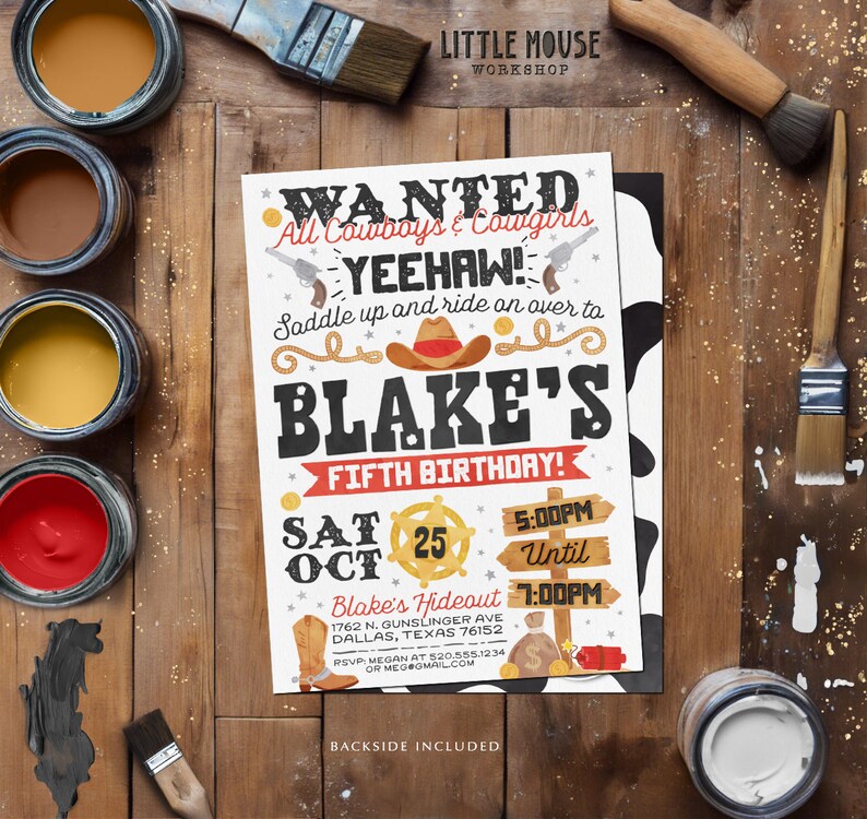 Western Wanted Poster Birthday Invitation - Etsy